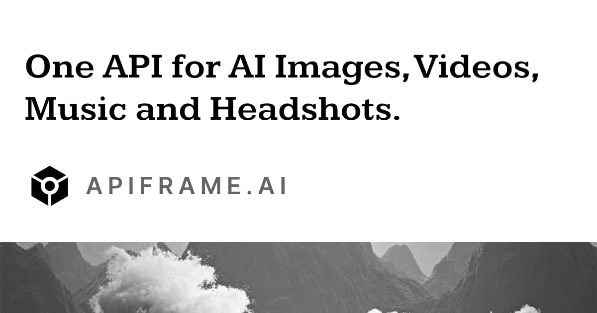 Apiframe - One API to Access Multiple AI Media Models